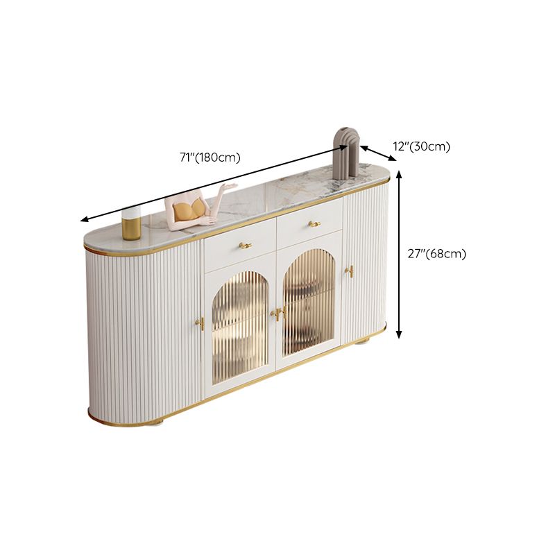 Glam Buffet Sideboard Glass Doors Cabinets Dining Buffet with LED Ligh