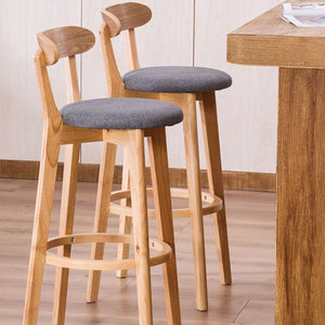 Scandinavian Dessert Shop Beech Stool Matte Finish Upholstered Bar Sto