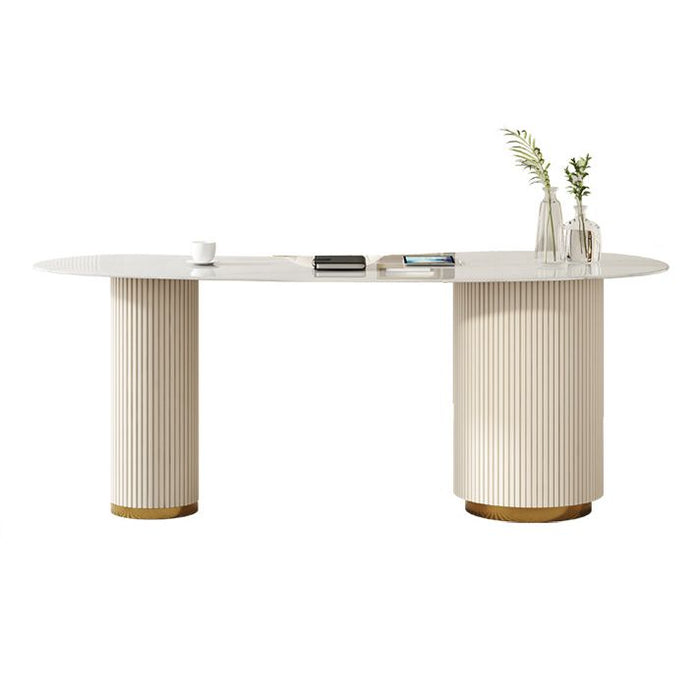 Modern & Contemporary White Desk Sintered Stone Bedroom with 3-Drawer