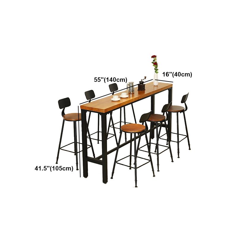 Modern Style Brown Bar Table Pine Wood and Iron Coffee Shop Bar Table