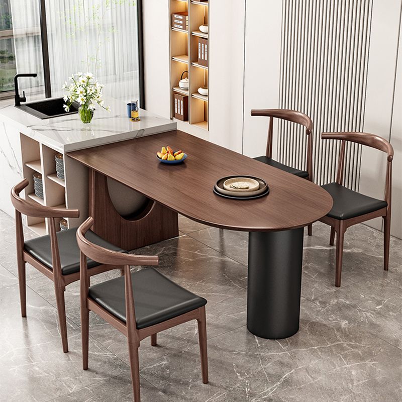 Free Form Dining Table Modern Double Pedestal Table for Kitchen