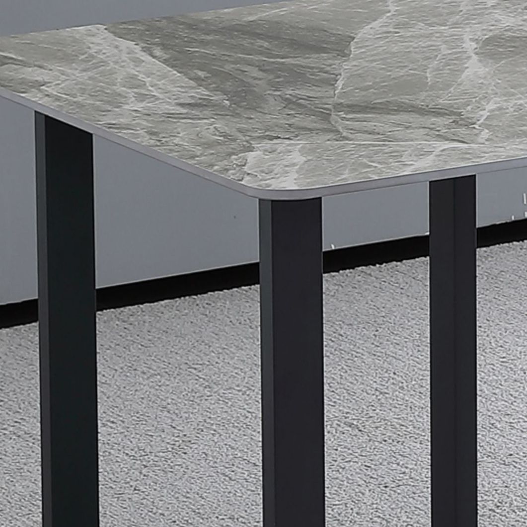 Industrial Grey Table for Restaurant Rectangle Dining Table with Doubl