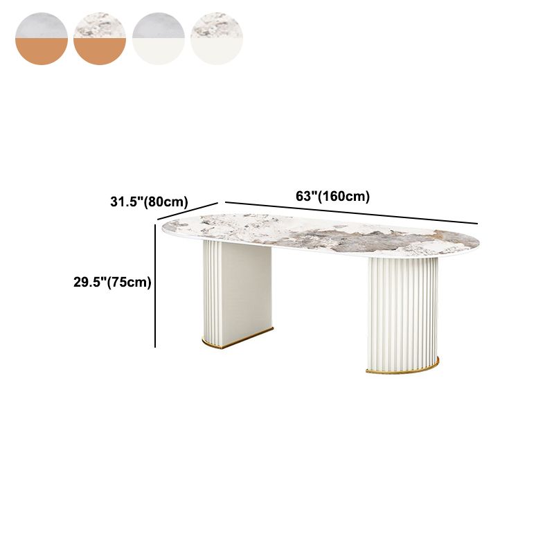 Sintered Stone Oval Dining Table Modern Dining Room Table with Double