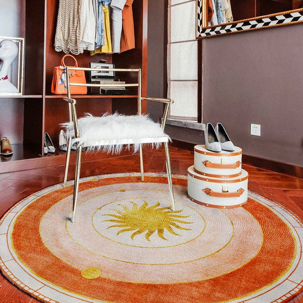 Modern Round Brown Rug Indoor Carpet Non-Slip Backing Rug for Sleeping