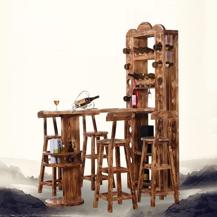 Traditional Wooden Bar Dining Table Ellipse Shape Bar Table for Kitche