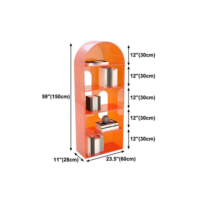 Acrylic Bookshelf Scandinavian Style Orange Open Back Bookcase for Hom