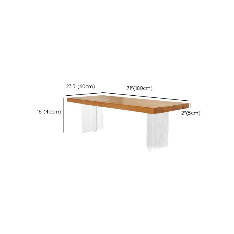 Rectangle Solid Wood Coffee Table with Acrylic Base Scandinavian Cockt