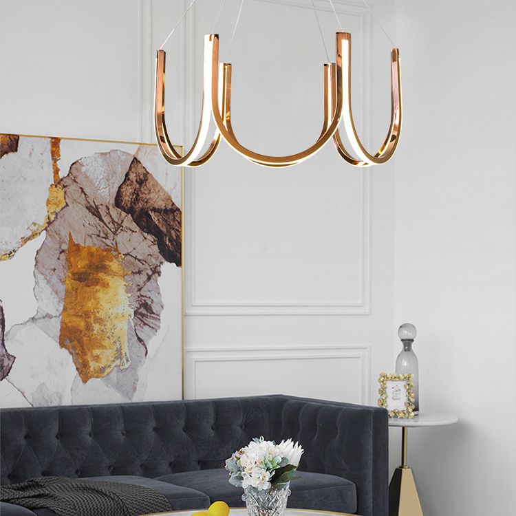U-Shaped Metal Suspended Lighting Fixture Simple Style LED Chandelier