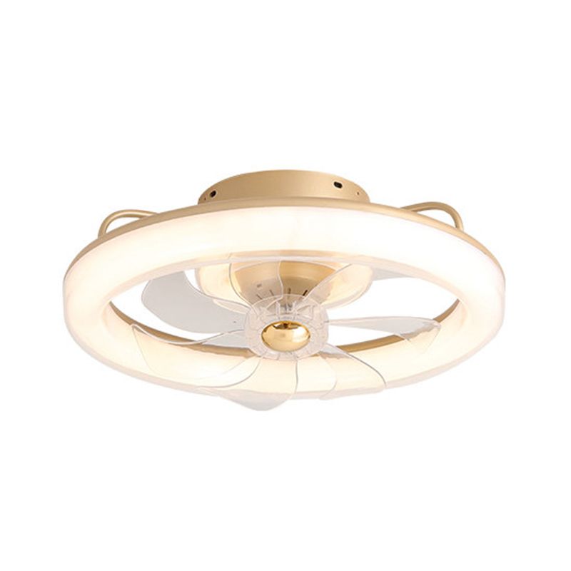 Metal Round Shape Ceiling Fans Modern Style 2 Lights Ceiling Fan Fixtu