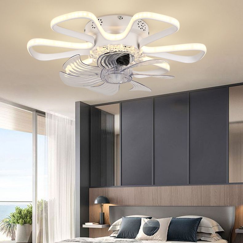 7-Blade Children Ceiling Fan LED Polish Finish Fan with Light for Livi