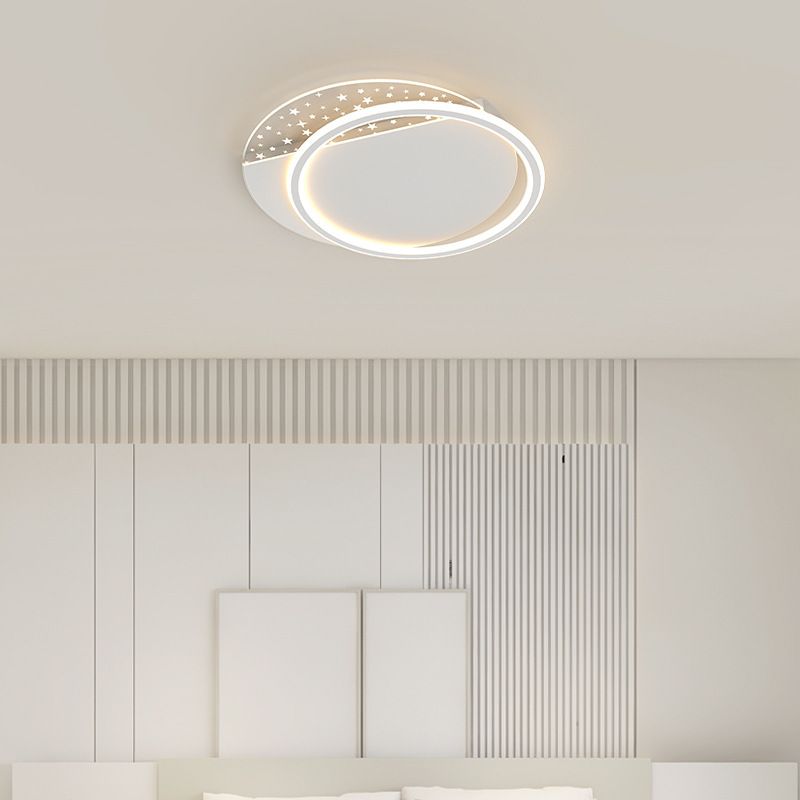 White Circular Ceiling Fixture in Modern Creative Style Acrylic LED Fl