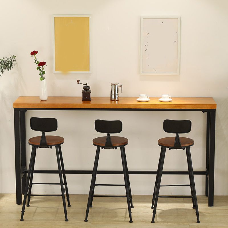 Industrial Bar-height Table Solid Wood Top Bistro Pub Table with Metal