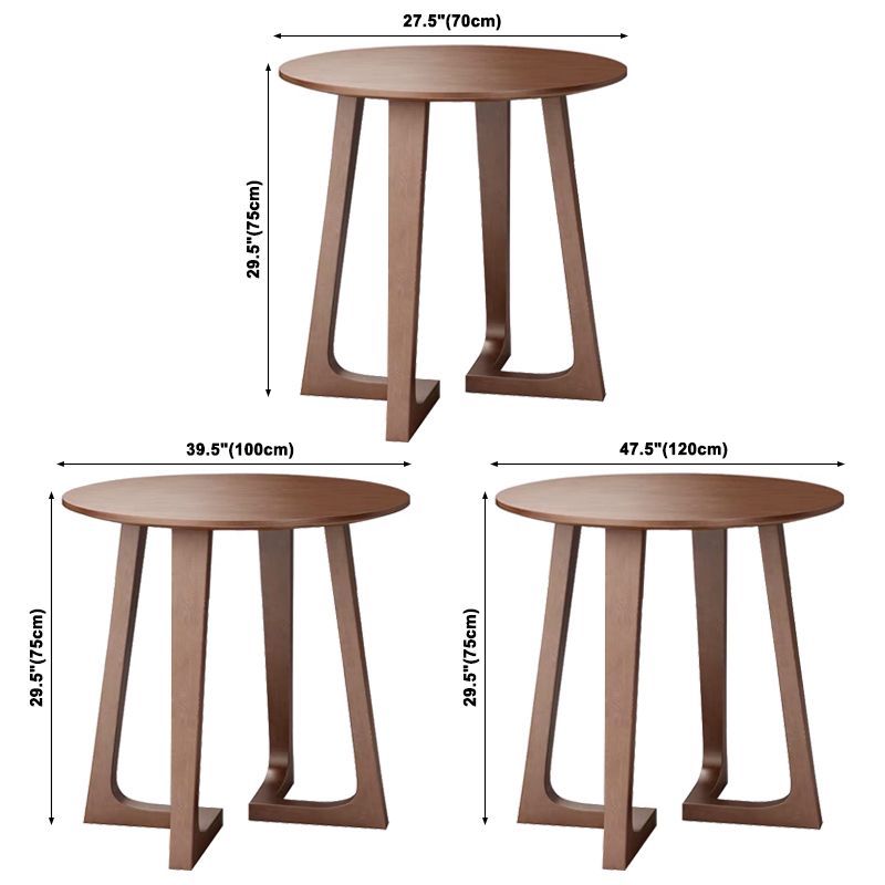 Round Wood Color Dining Table Solid Wood Table Modern with Double Pede