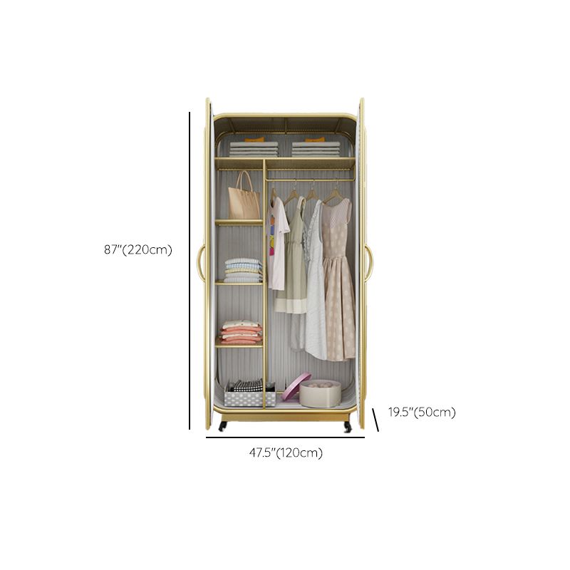Modern Freestanding Wardrobe Armoire Metal Frame Wardrobe with Clothes
