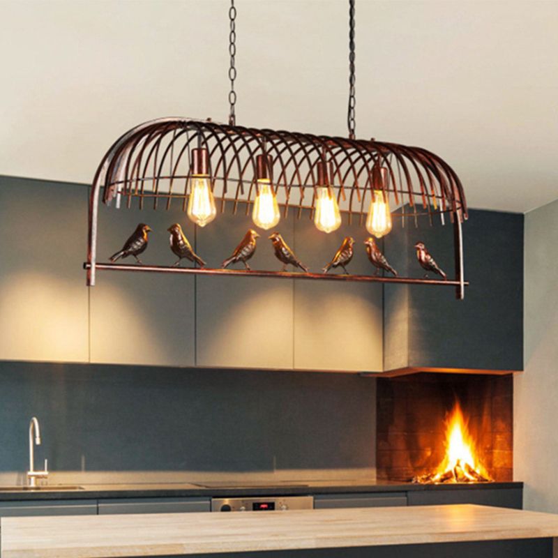 Bird Cage Dining Room Ceiling Suspension Light Farmhouse Metal Hanging
