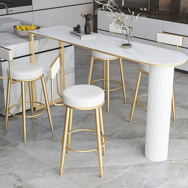 Industrial Style 42-inch Height Bar Table Stone Top Pub Table for Dini