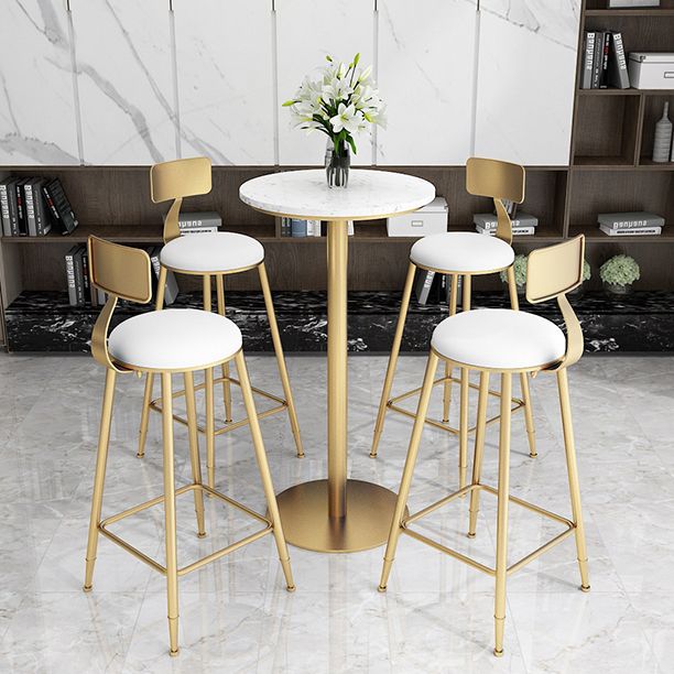 Glam Style Marble Top Counter Table Gold Base Bar Table for Living Roo