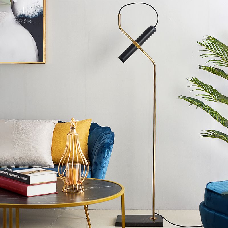 Post Modern Tube Floor Lamp Metallic Living Room LED Stand Up Light wi
