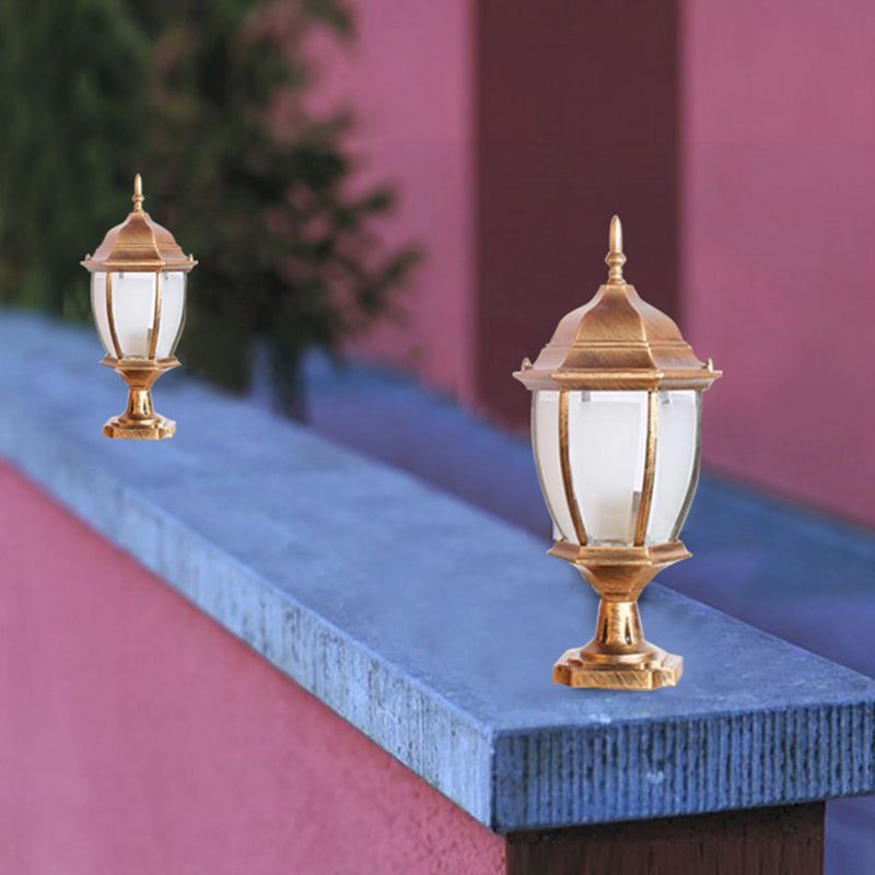 Bell Shaped Pathway Post Light Vintage Aluminum 1-Head Exterior Lighti