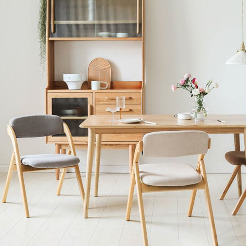 Scandinavian Home Side Chair Upholstered Open Back Wood Folding Dining