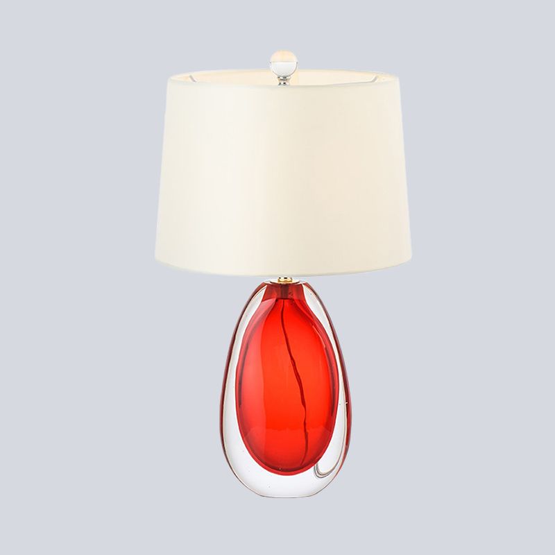 1 Bulb Living Room Task Light Modern Red Night Table Lamp with Barrel