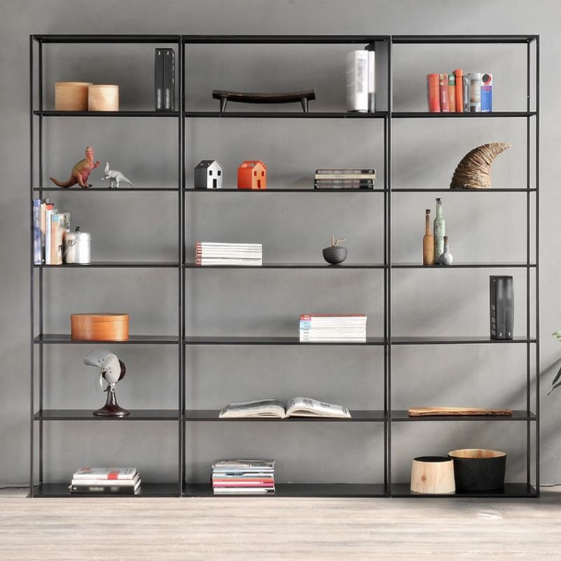 Metal Bookcase Minimalist Book Shelf with Rectangular Shelves