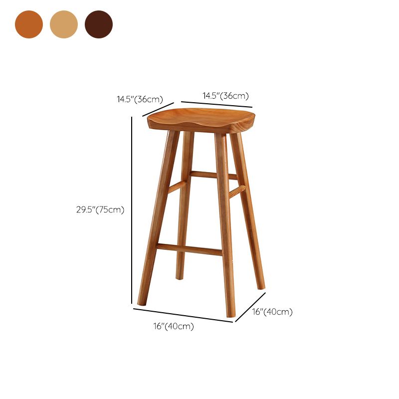 Industrial Armless Counter High Stool Solid Wood Backless Bistro Bar S