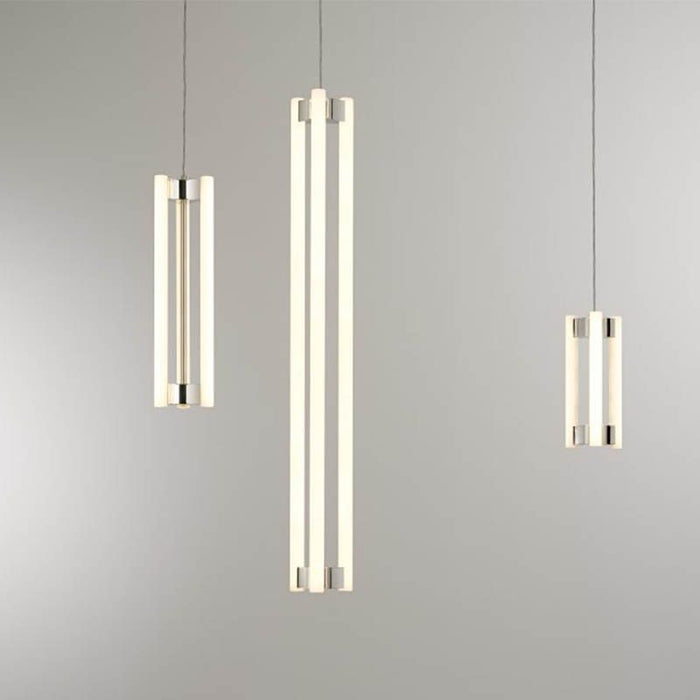 Minimalist Tubular Pendant Lamp Metal Dining Room LED Drop Light in Si