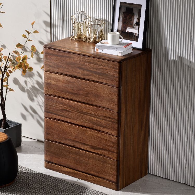 Mid-Century Modern Accent Chest with 5 Drawers Rectangle Chest