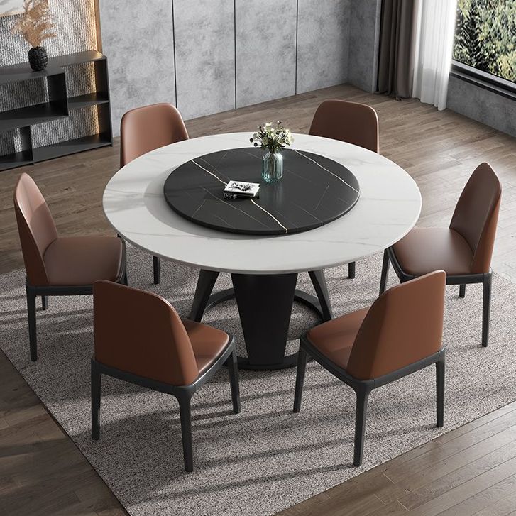 Modern Round Shape Kitchen Dining Table Sintered Stone Standard Dining