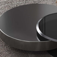 Square Block Base Design Cocktail Table Grey/black Stainless Steel/Gla