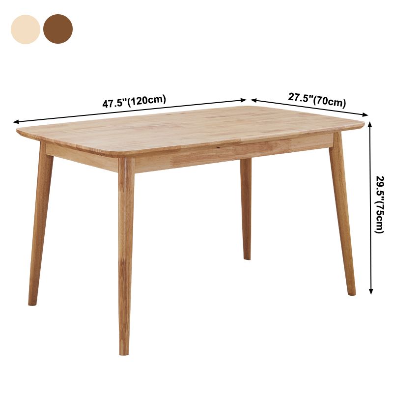 Rubberwood Solid Wood Dining Table 4 Legs Base Wood Table for Kitchen