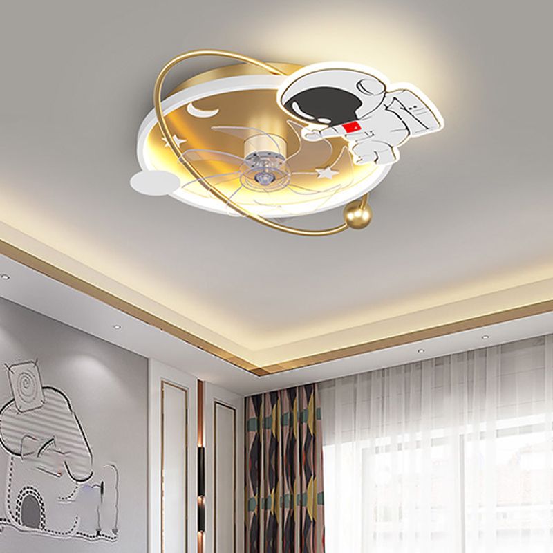 Modern Astronaut Ceiling Fan Light Metal LED Ceiling Fan for Children'