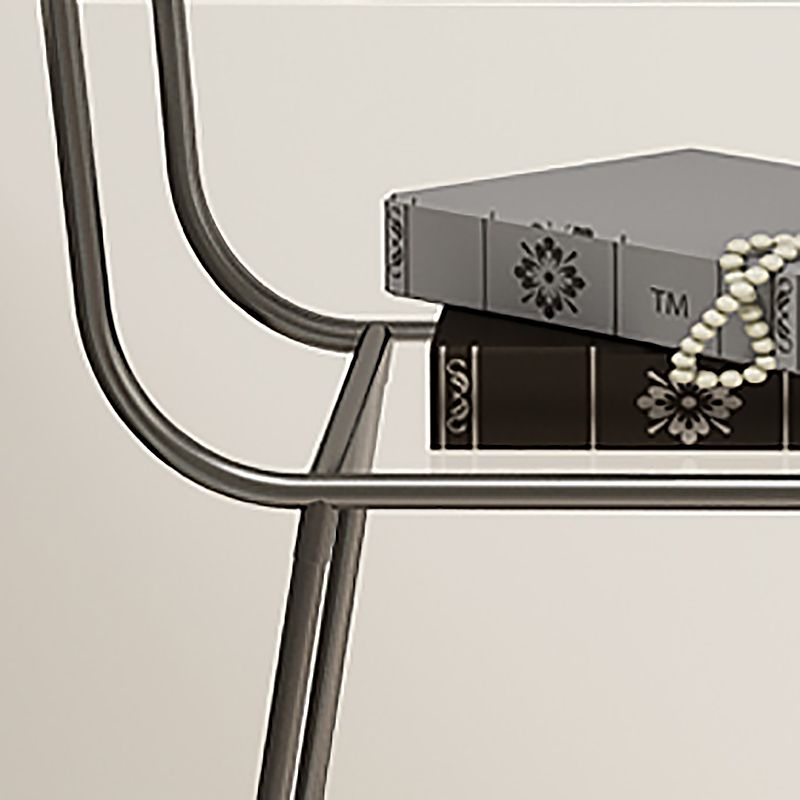 Modern Rectangle Glass Top Side Table 23.6" Tall Iron 4 Legs End Table