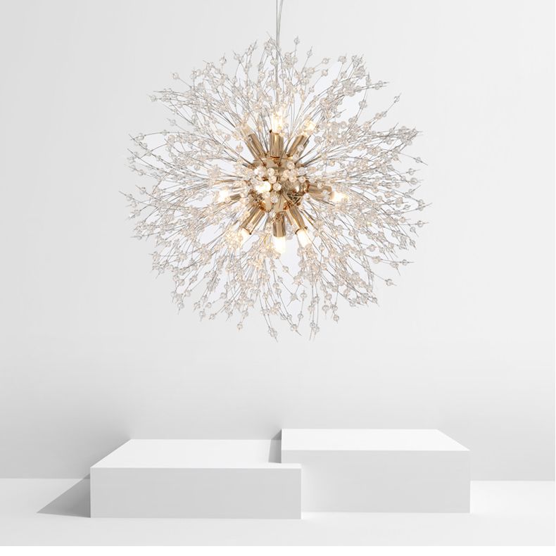 Simple Crystal Pendant Lighting Fixture Modern Style Hanging Chandelie