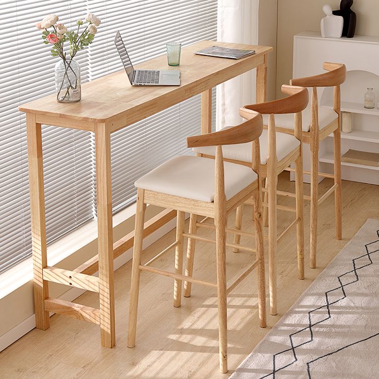 Modern Rubberwood Trestle Base Rectangle Bar Table for Kitchen Dining