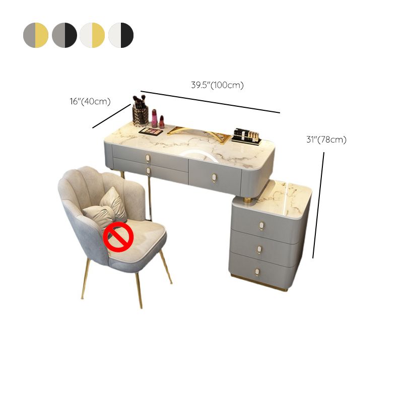 Glam Bedroom Vanity Dressing Table Stone Makeup Vanity Desk with Drawe