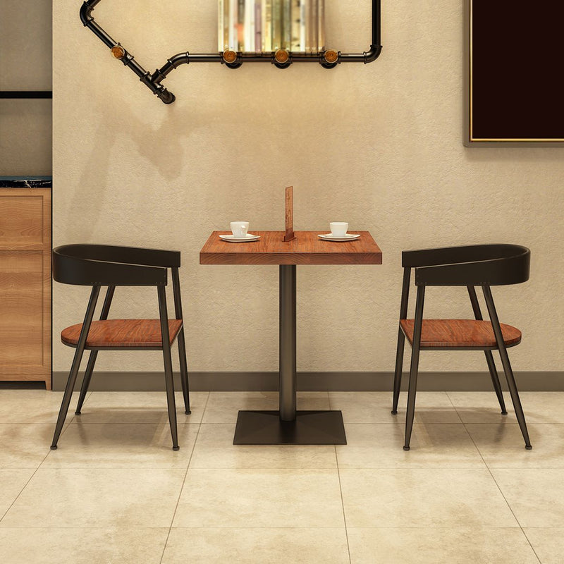 Solid Wood Industrial Style Dining Table Brown Square Table with Metal