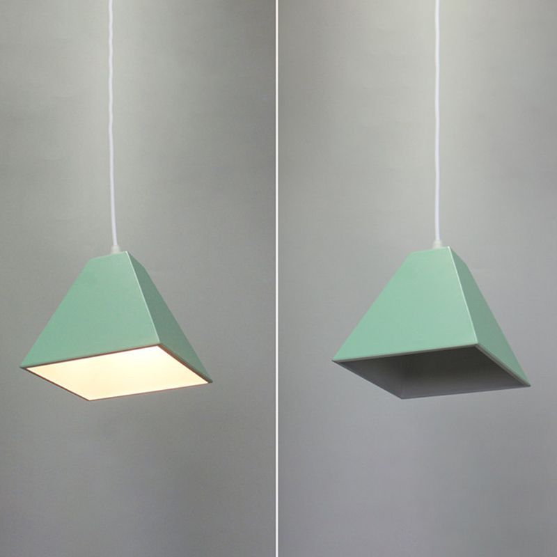 Metal Trapezoid Hanging Light Nordic Macaron Style 1 Light Dining Room