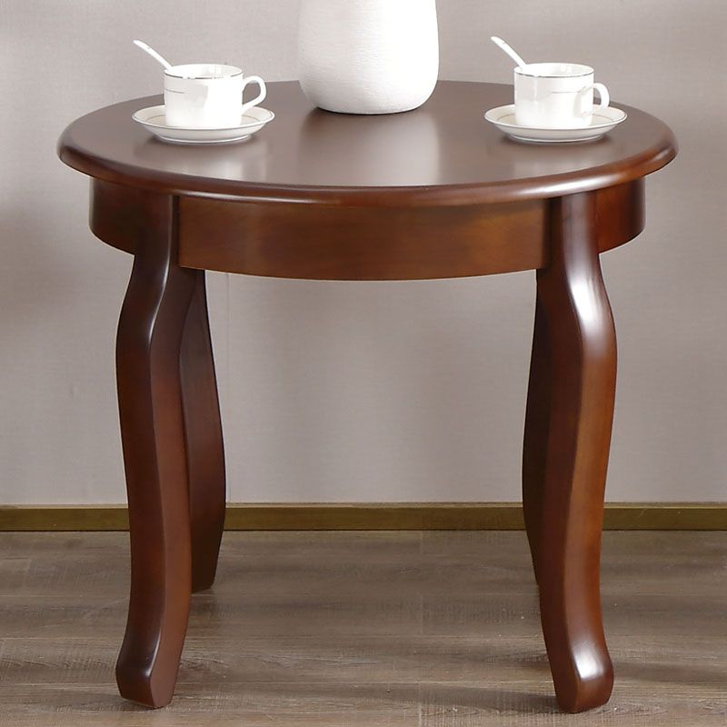 Traditional Wood Round Top Side Table 26.3" Tall 4 Legs End Table