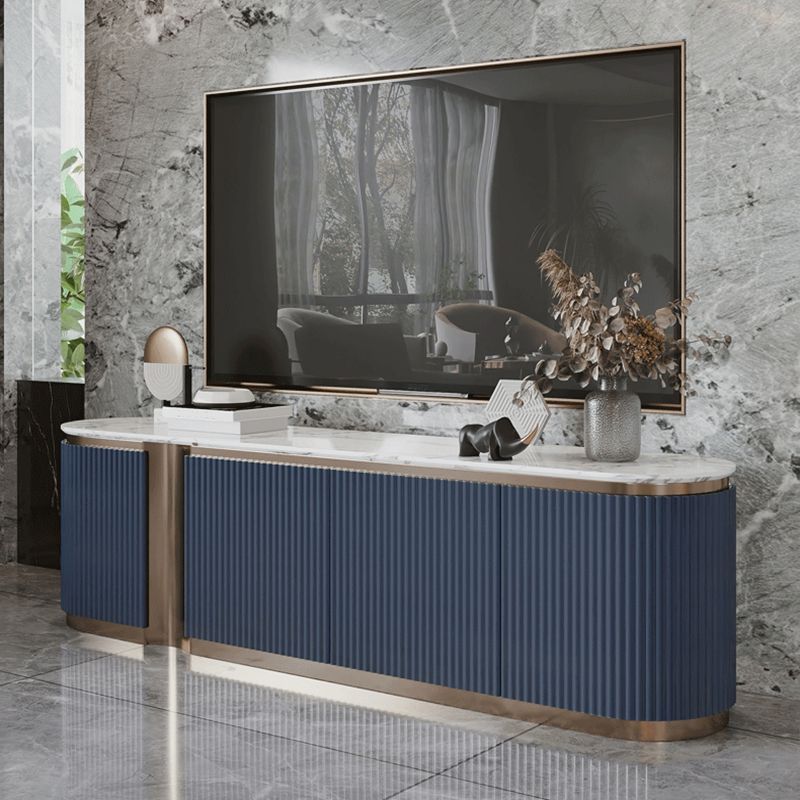 Contemporary Enclosed Storage TV Console Marble TV Stand Console with