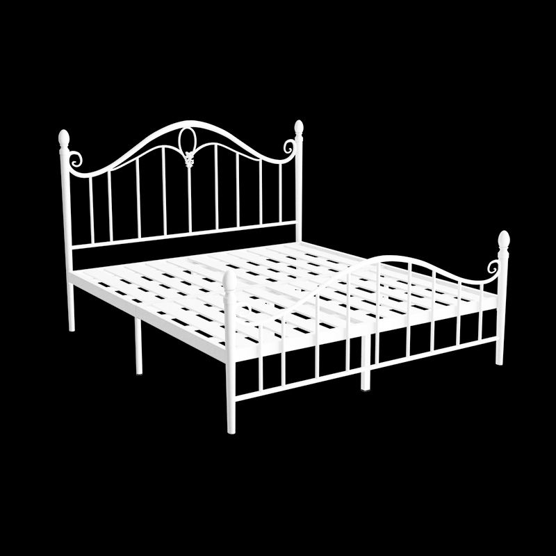 Contemporary Wire-Grid Open-Frame Bed with Metal Arched Headboard