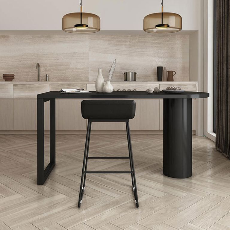 Contemporary Pub Table Free Form Solid Wood Bar Table for Small Places