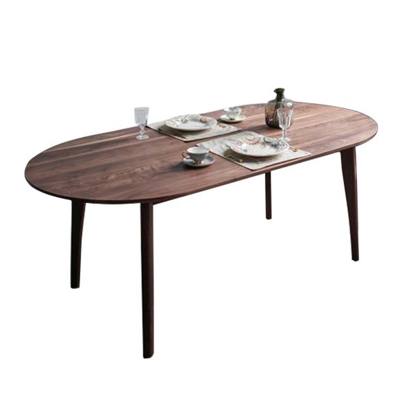 Simple Style Dining Table Solid Wood Oval 4 Legs Base Table for Kitche