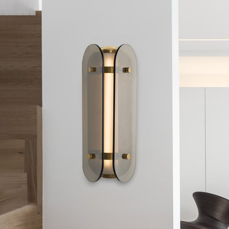 Pill Capsule Bedside Sconce Minimalism Smoke Gray Glass 1 Bulb Wall Mo