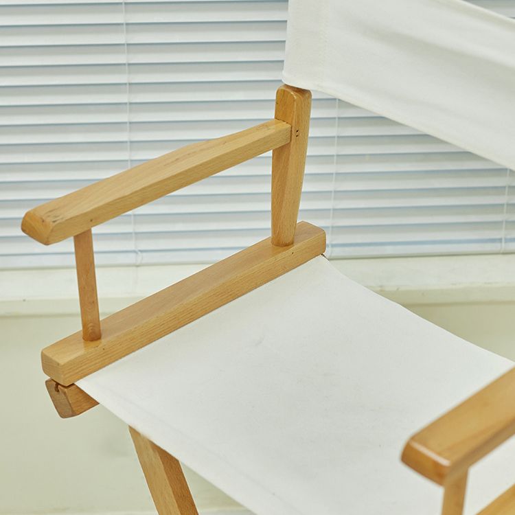 Industrial Backrest Arm Counter Stool Solid Wood Bar Stool with Canvas