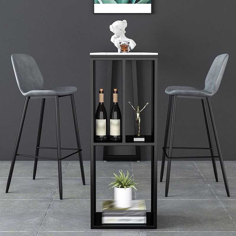 Sintered Stone Bar Table Modern Rectangle Bar Table with Storage Shelv