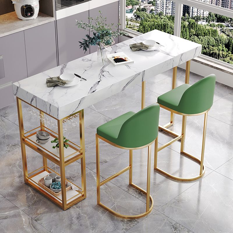 Rectangle Modem & Contemporary Stone Bar Height Pub Table for Living R