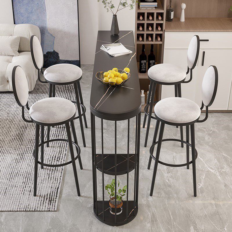 Sintered Stone Top Irregular Shape Bar Table Modern Pub Table with Dou