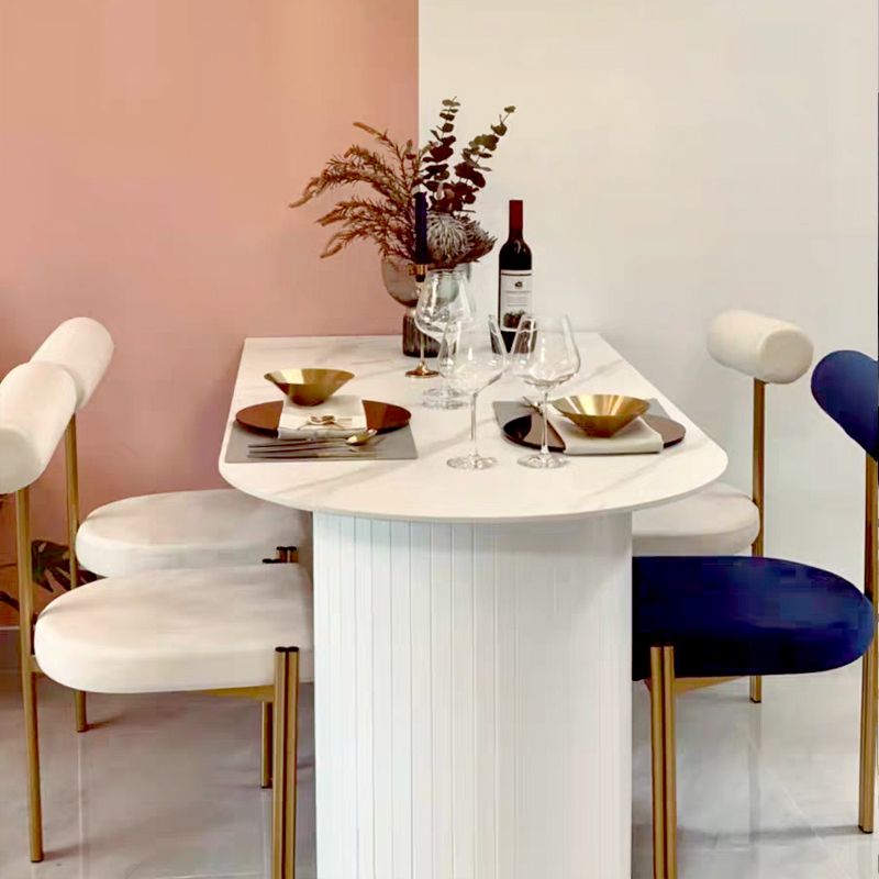 Contemporary Sintered Stone Irregular Shape Dining Table Standard Whit